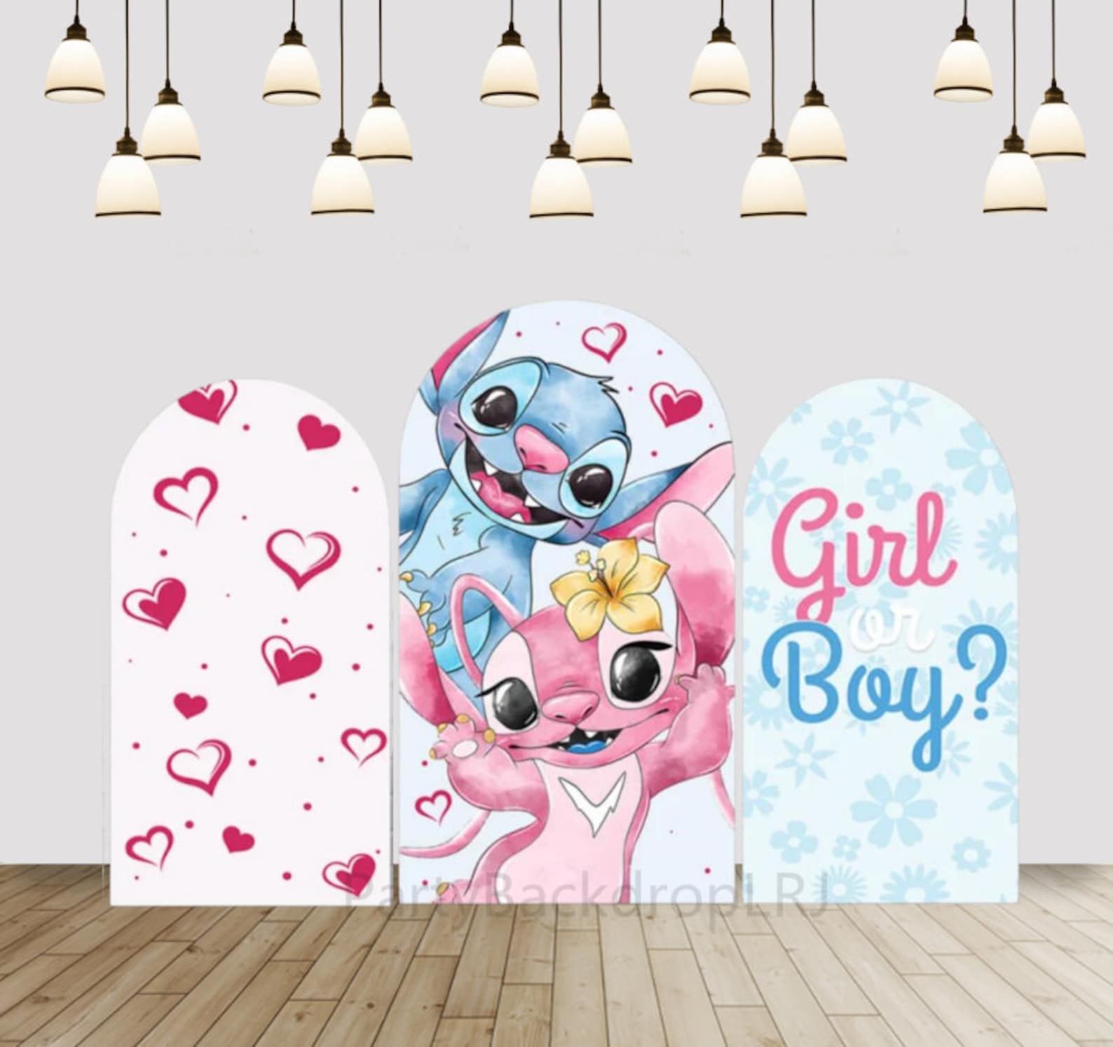 Cartoon Lilo und Stitch Arch Backdrop Junge oder Mädchen Gender Reveal ...