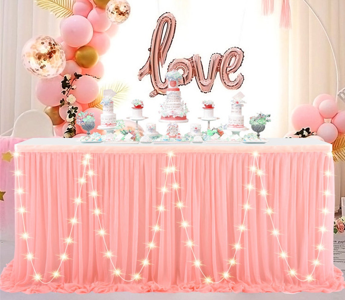 LED Light Table Skirt Birthday Party Dessert Table Tablecloth - Etsy