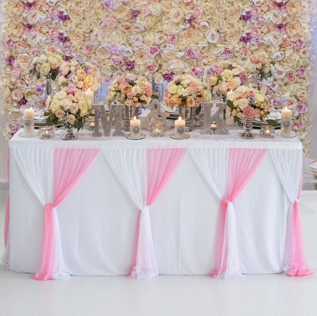 Party Cake Table Skirt Crossable Birthday Dessert Table Tablecloth ...