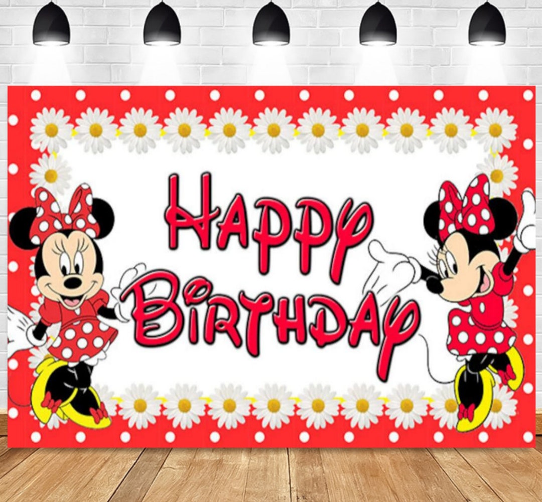 Red Minnie Mouse Backdrop Girls Birthday Party Photography Background ...