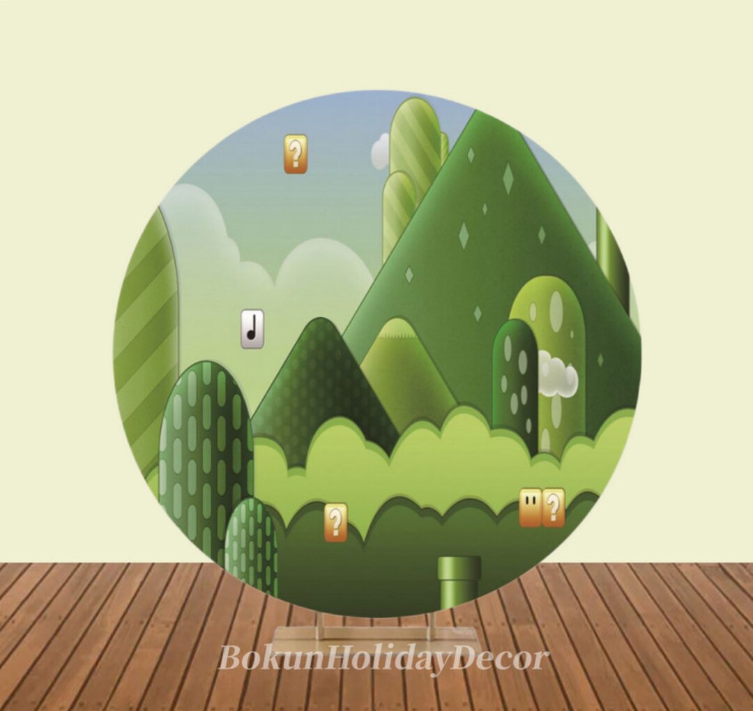 Green Mountains Round Arch Backdrop Cover Super Mario Theme Party ...