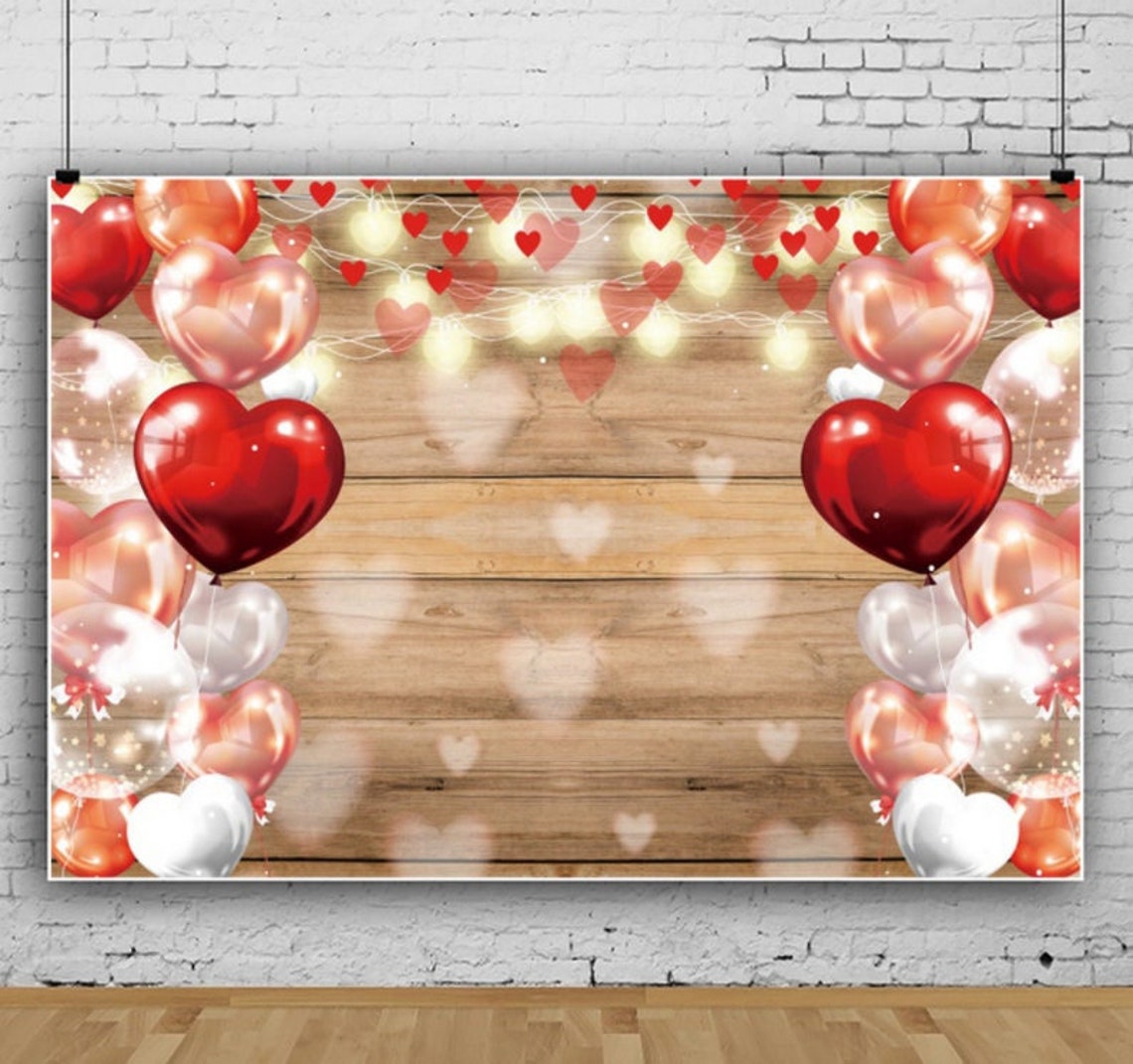 Red Valentine's Day Photography Backdrop Romantic Hearts - Etsy