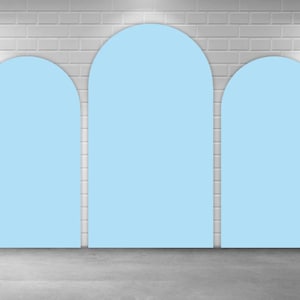 Light Blue Kids Birthday Party Arch Backdrop Solid Color Arched Wall ...