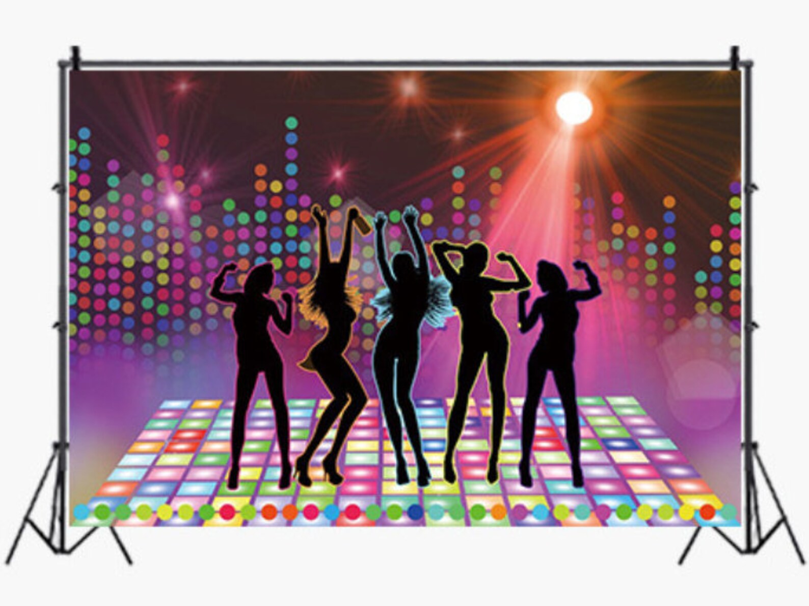 Colorful Stage Lighting Disco Party Backdrop Crazy Carnival Time Music ...
