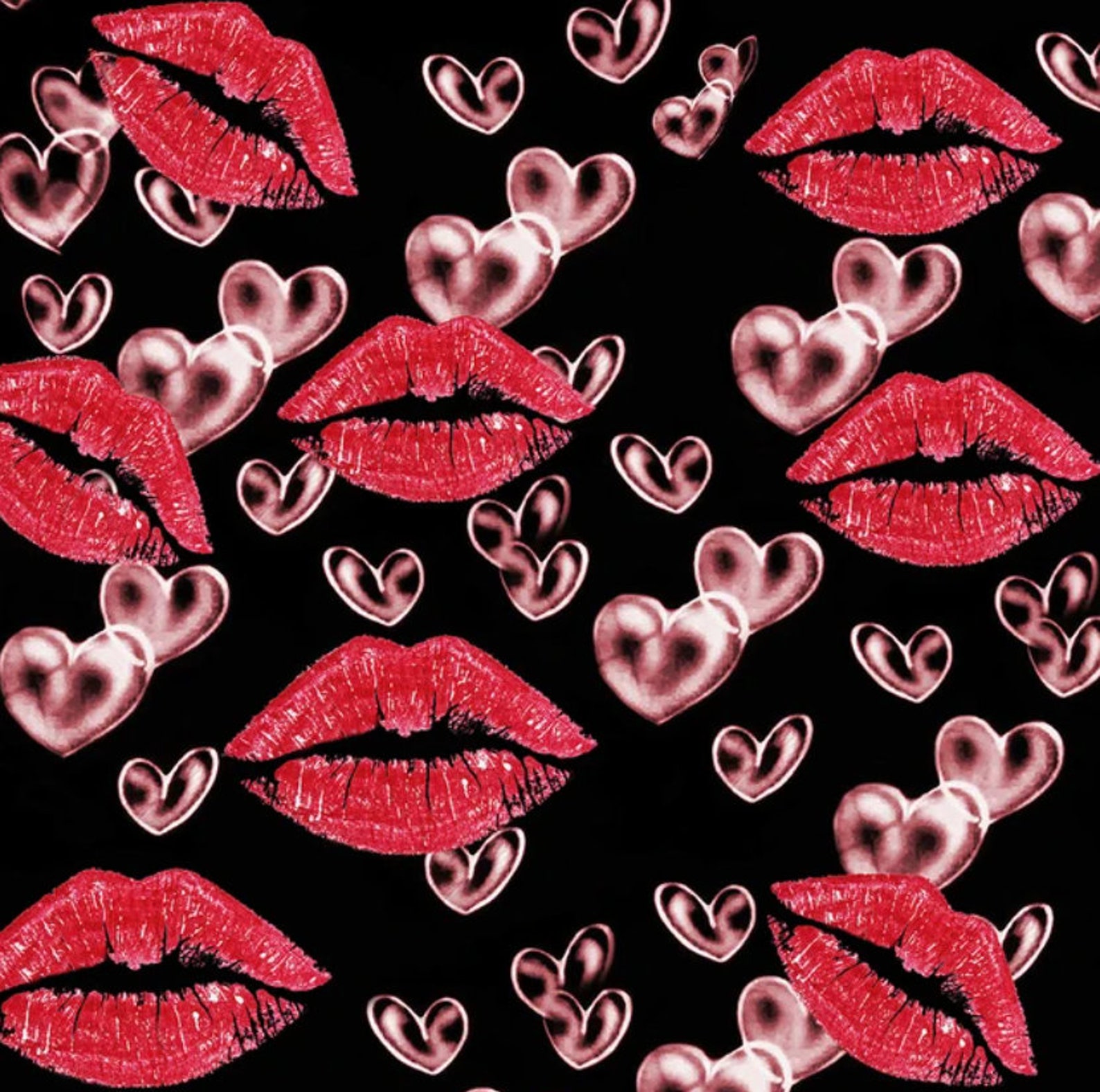 Red Lips Heart Photo Backdrop Party Old School Backdrops Valentine's ...