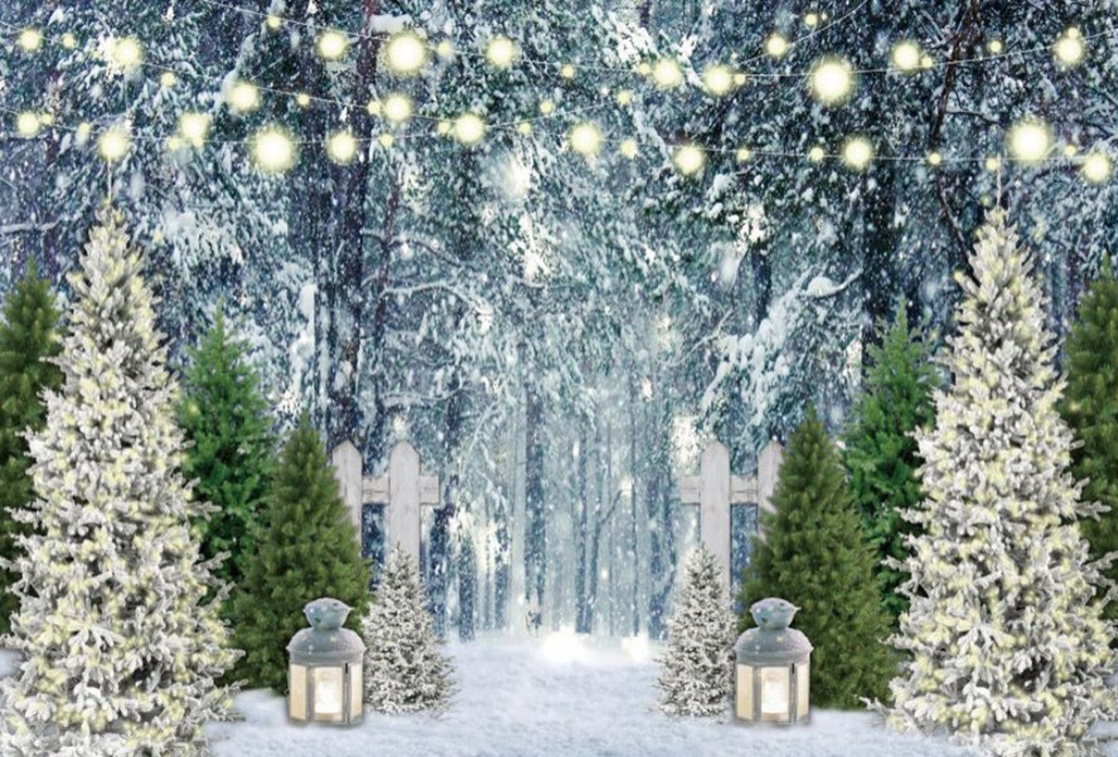 Winter Snow Landscape Photography Backdrop Banner Christmas Theme ...