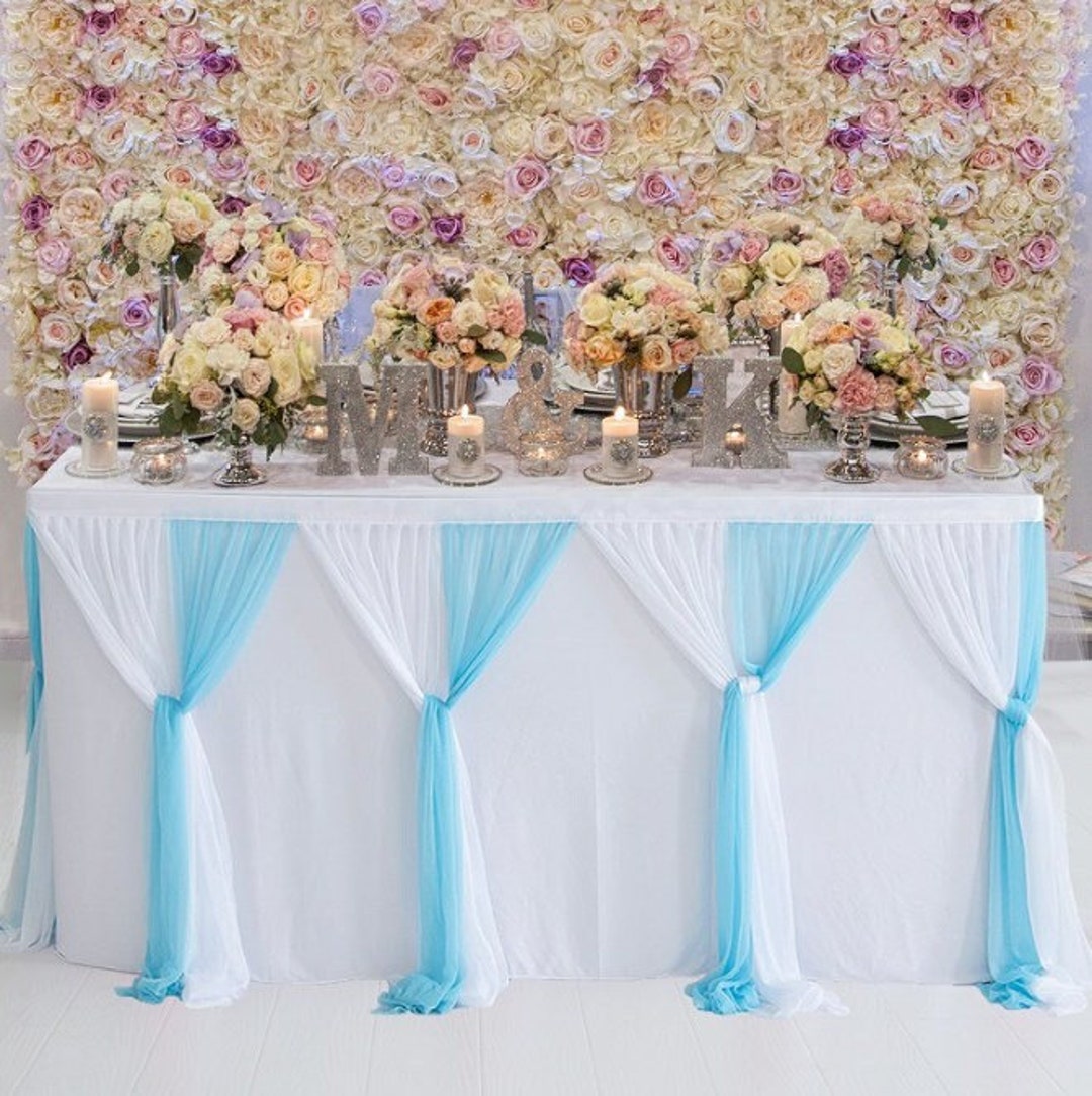 Party Cake Table Skirt Crossable Birthday Dessert Table Tablecloth ...