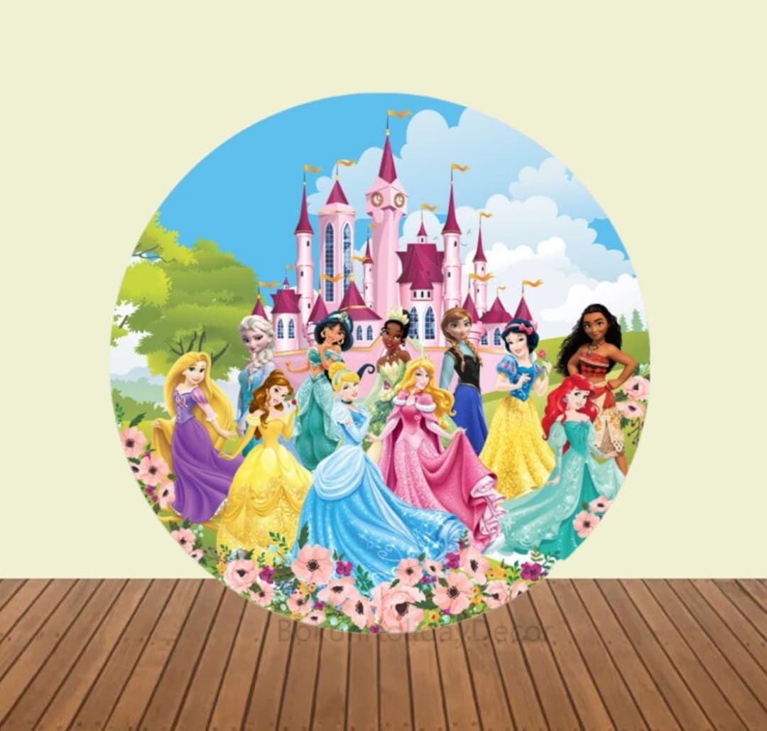 Cartoon Disney Princess Round Backdrop Cover Photo Photography ...