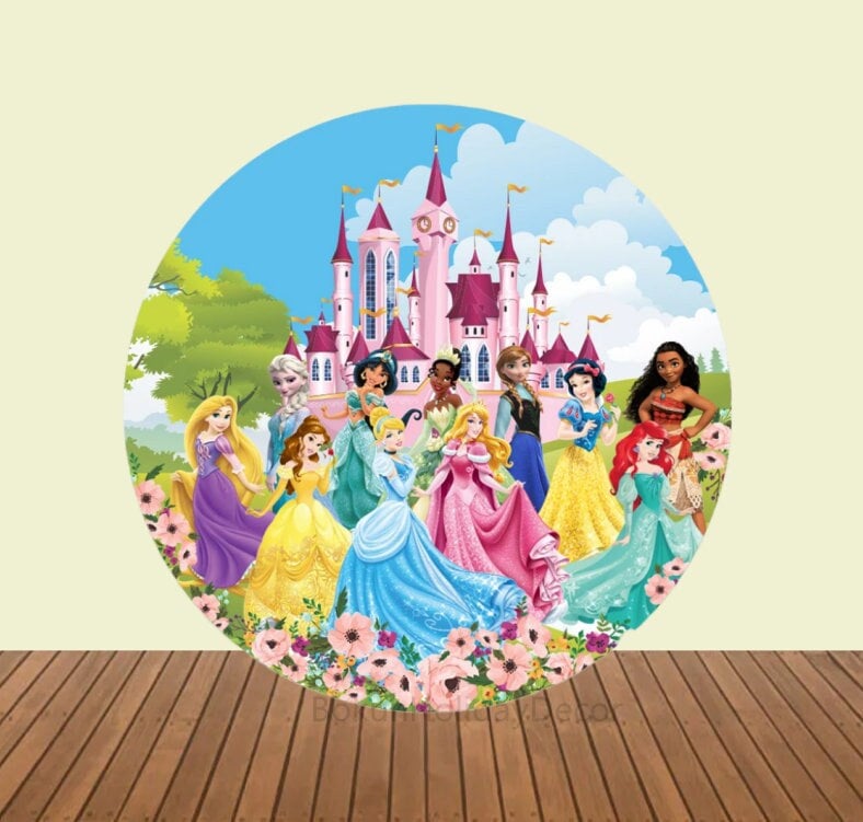 Cartoon Disney Princess Round Backdrop Cover Photo Photography ...