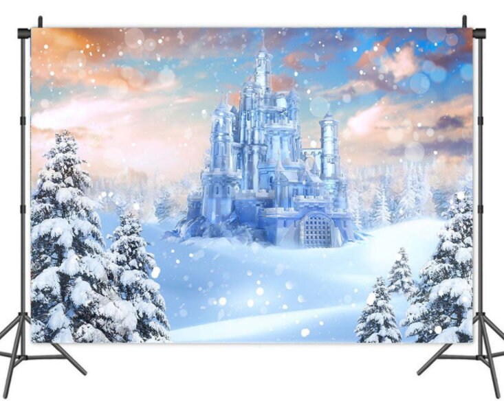 Winter Frozen Castle Photography Backdrop: Snow Scene Birthday Banner ...