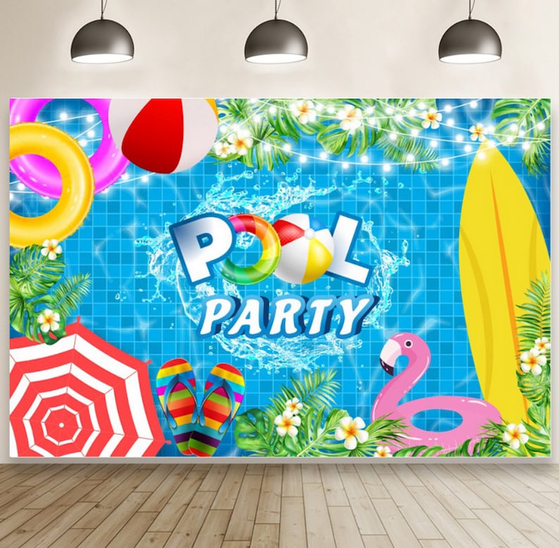 Pool Party Photography Backdrop Decor Vinyl Backdrop Poster - Etsy