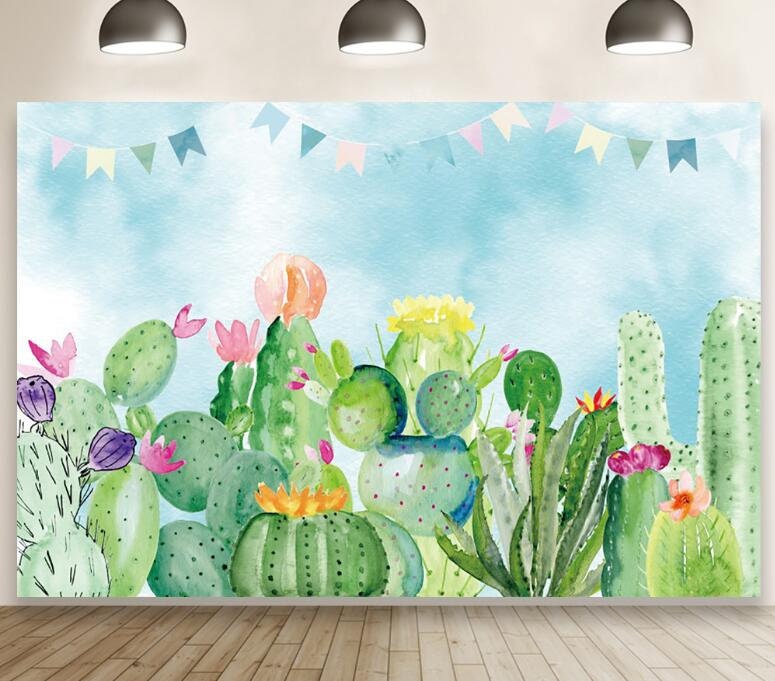 Plant Floral Vinyl Backdrop Cactus Theme Party Backdrop Wall | Etsy