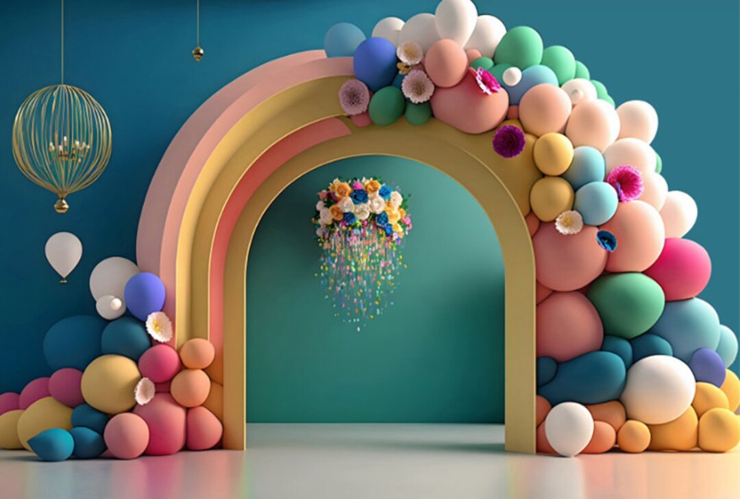 Colorful Balloons Arch Photography Backdrop for Baby Shower Vinyl ...