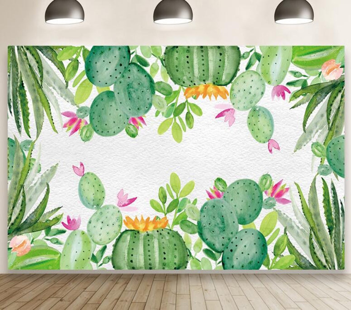 Plant Floral Vinyl Backdrop Cactus Theme Party Backdrop Wall | Etsy