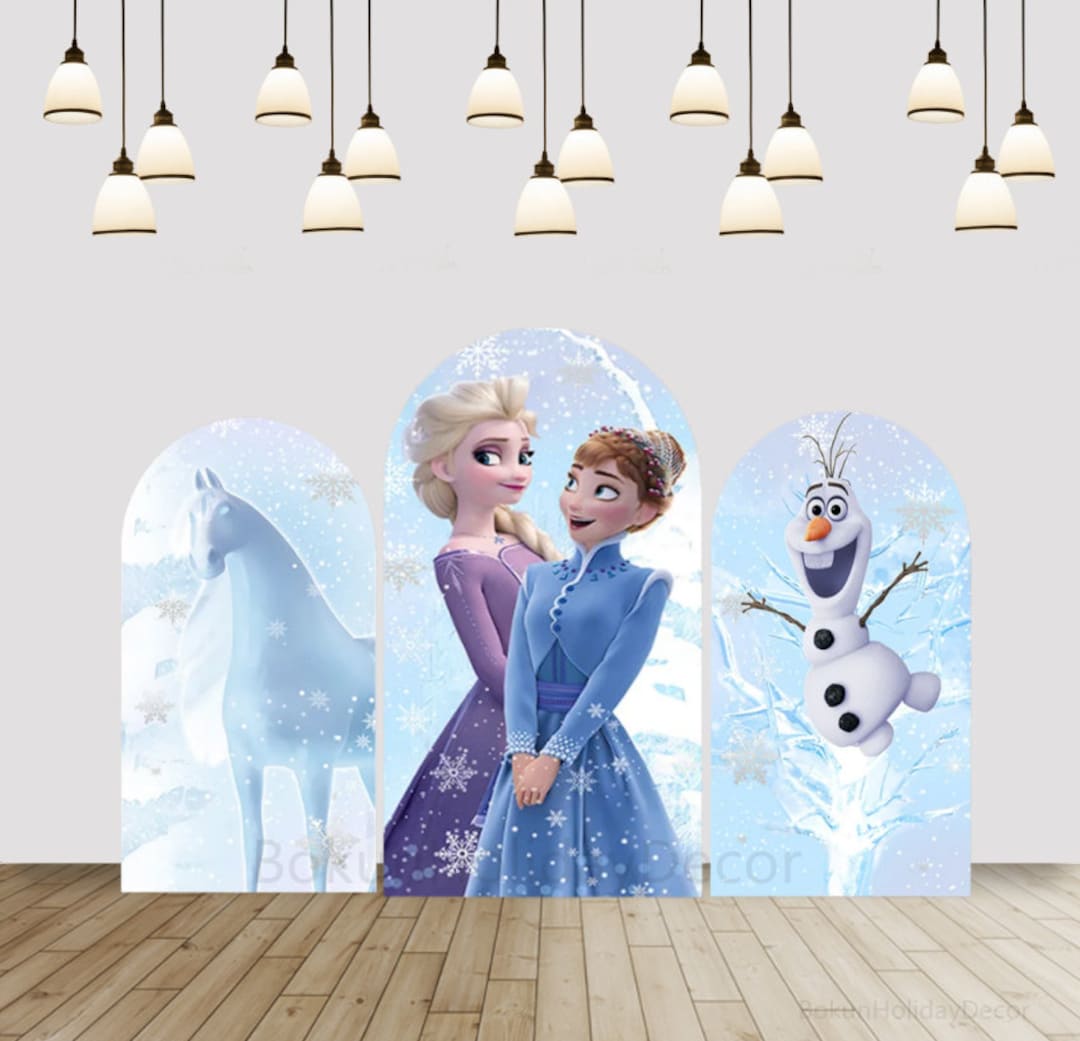 Elsa Anna Arch Backdrops Cover Cartoon Frozen Snowman Princess ...