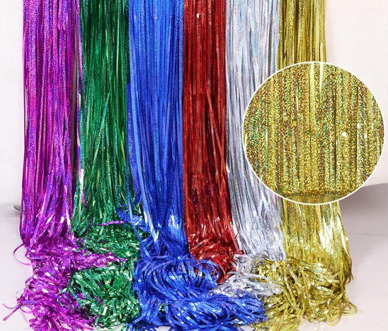 Multi-color Sequin Metallic Foil Fringe Curtains Tassel | Etsy