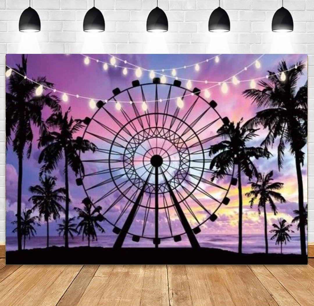 Seaside Sunset Ferris Wheel Party Backdrop Summer Music Festival ...
