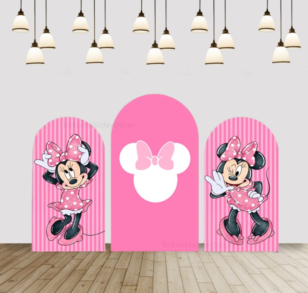 Minnie Mouse Pink Arch Backdrop Cover Children Birthday Arched Wall ...