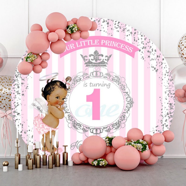 Pink Little Princess 1st Birthday Round Backdrop Polyester - Etsy