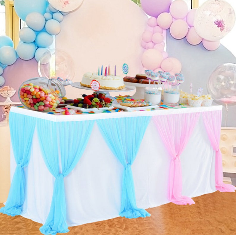 Party Cake Table Skirt Crossable Birthday Dessert Table - Etsy