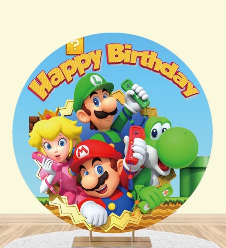 Cartoon Children Round Backdrop Cover Super Mario Newborn - Etsy