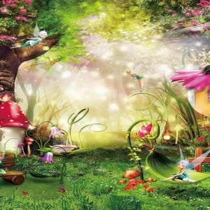 Dream Forest Fairyland Backdrop Banner Mushroom House Fairy Tale Elves ...