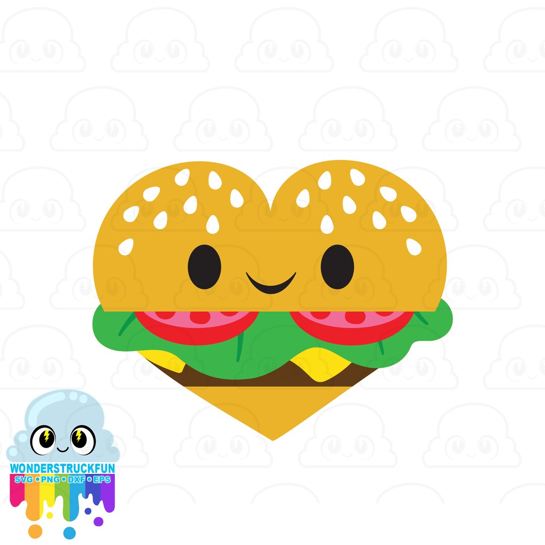 Burger Heart Cutie, Eps, SVG, PNG, Dxf, Cut File and Graphic File - Etsy