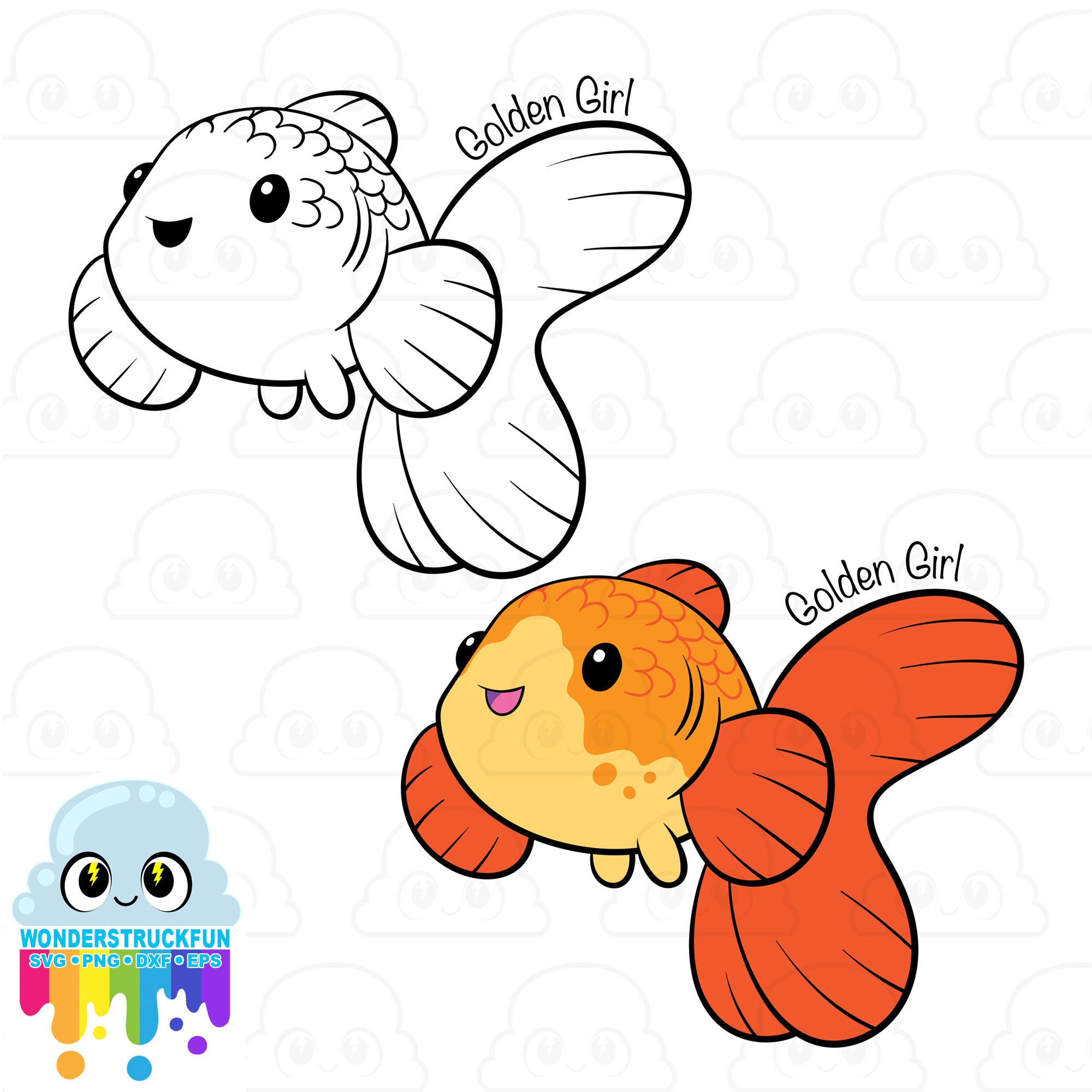 Goldfish Golden Girl SVG, Goldfish Cut File, Fish, Pets, Nature, Family ...