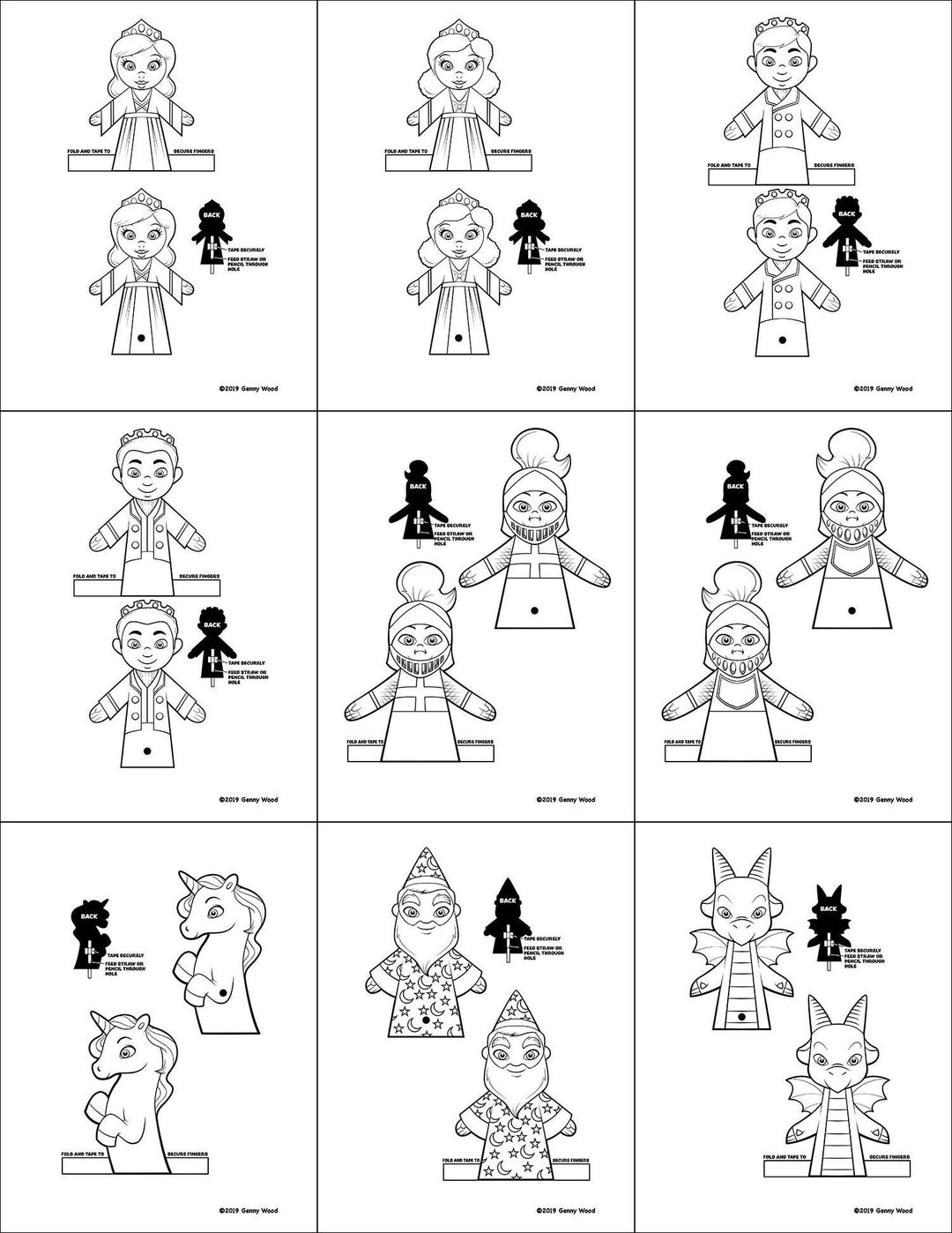 DIY Kids Craft Printable Finger Puppets (fantasy Set) - Etsy