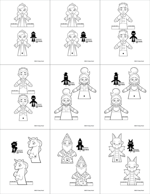DIY Kids Craft Printable Finger Puppets fantasy Set | Etsy