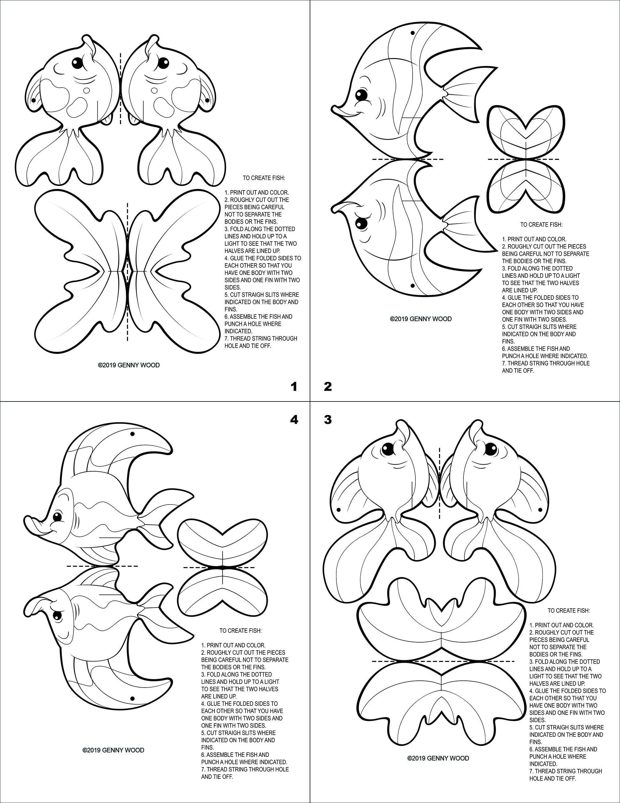 DIY Color Your Own Mobile Fish Craft - Etsy