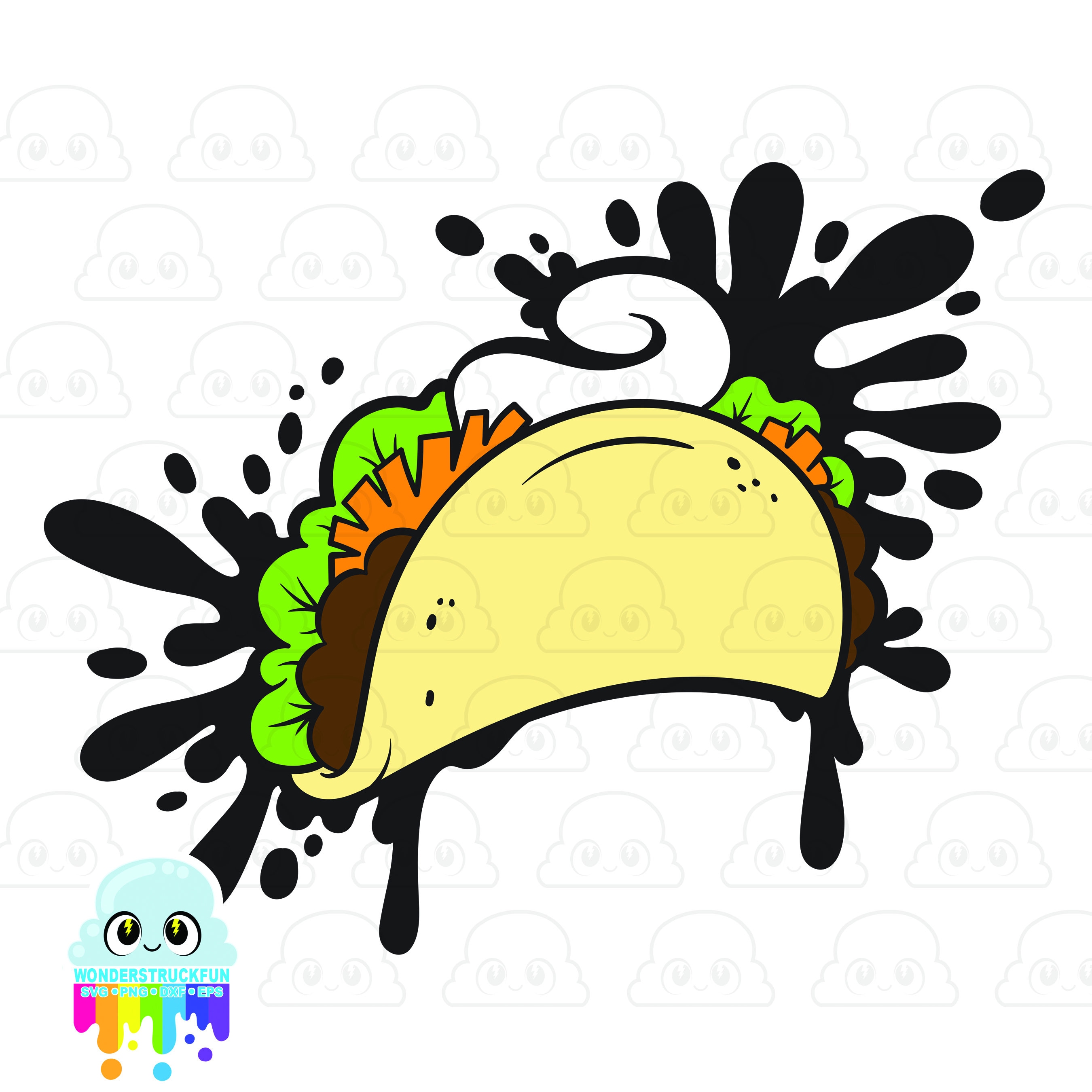 Taco Graffiti Splat SVG Taco Cut File Family Shirts Kawaii - Etsy