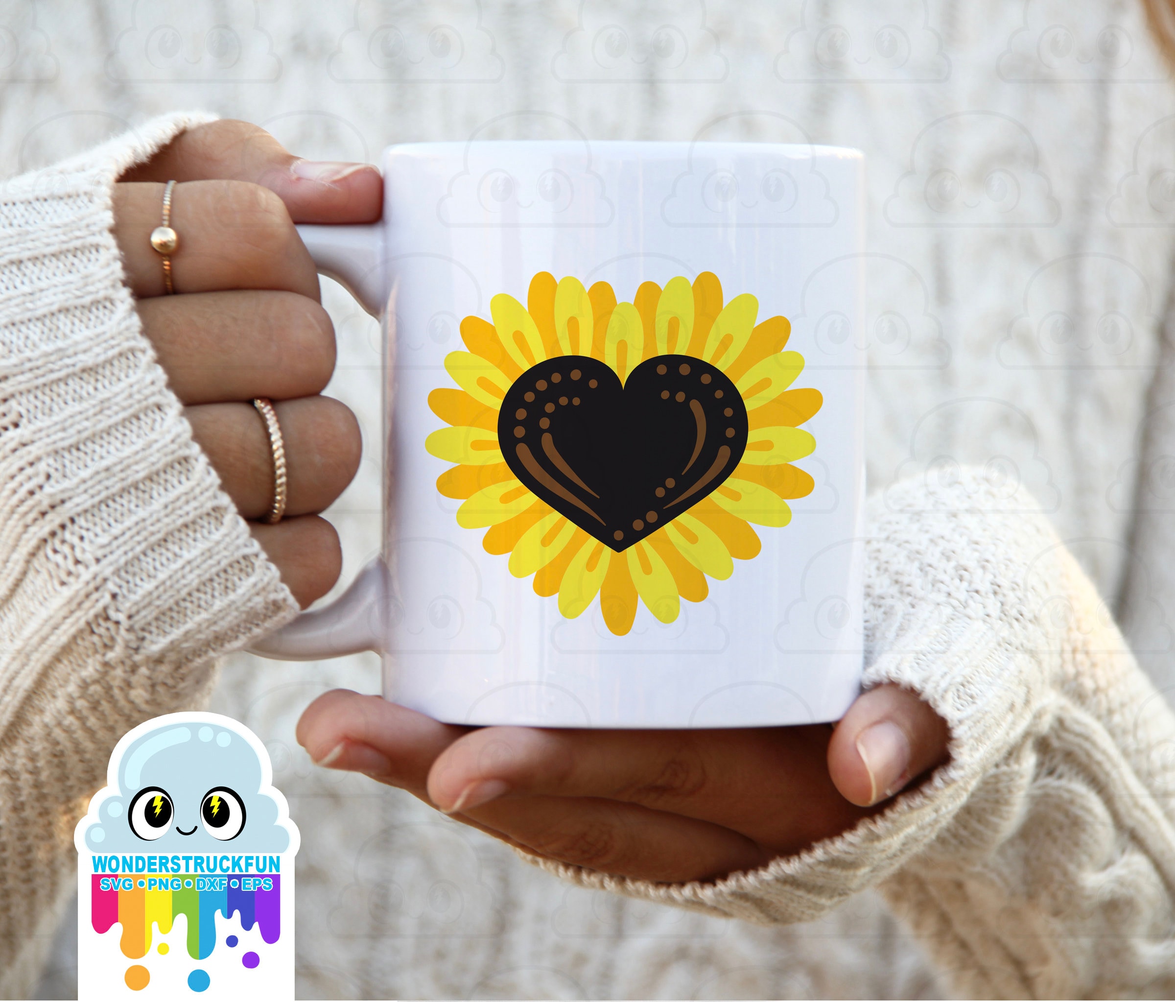 Sunflower Heart SVG Heart Cut File Family Shirts Kawaii - Etsy