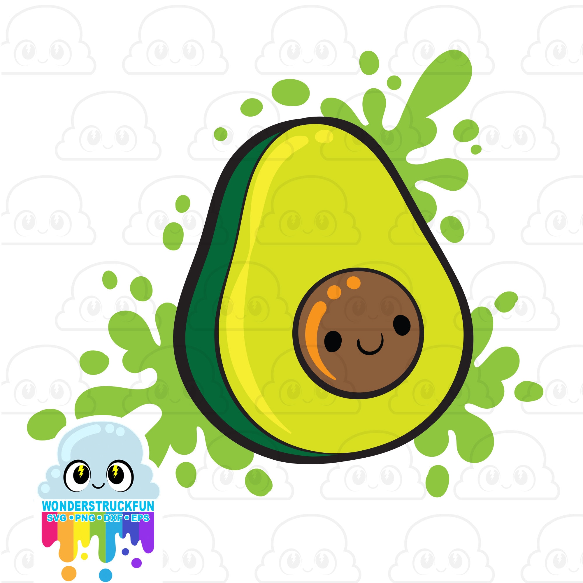 Cutie Avocado Splat SVG, Avocado Cut File, Family Shirts, Kawaii, Cute ...