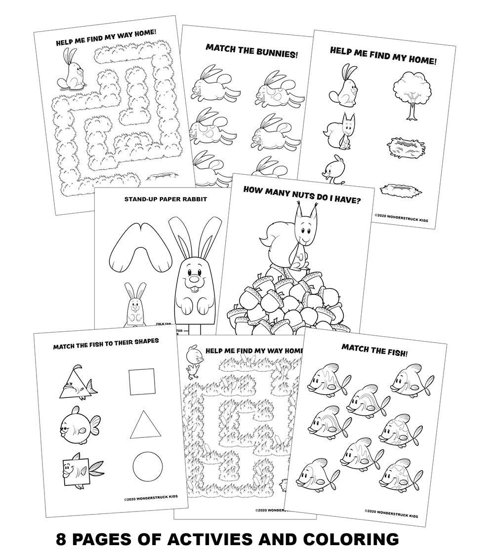Animal Activity Pages -mazes, Matching, Counting, Coloring - Etsy