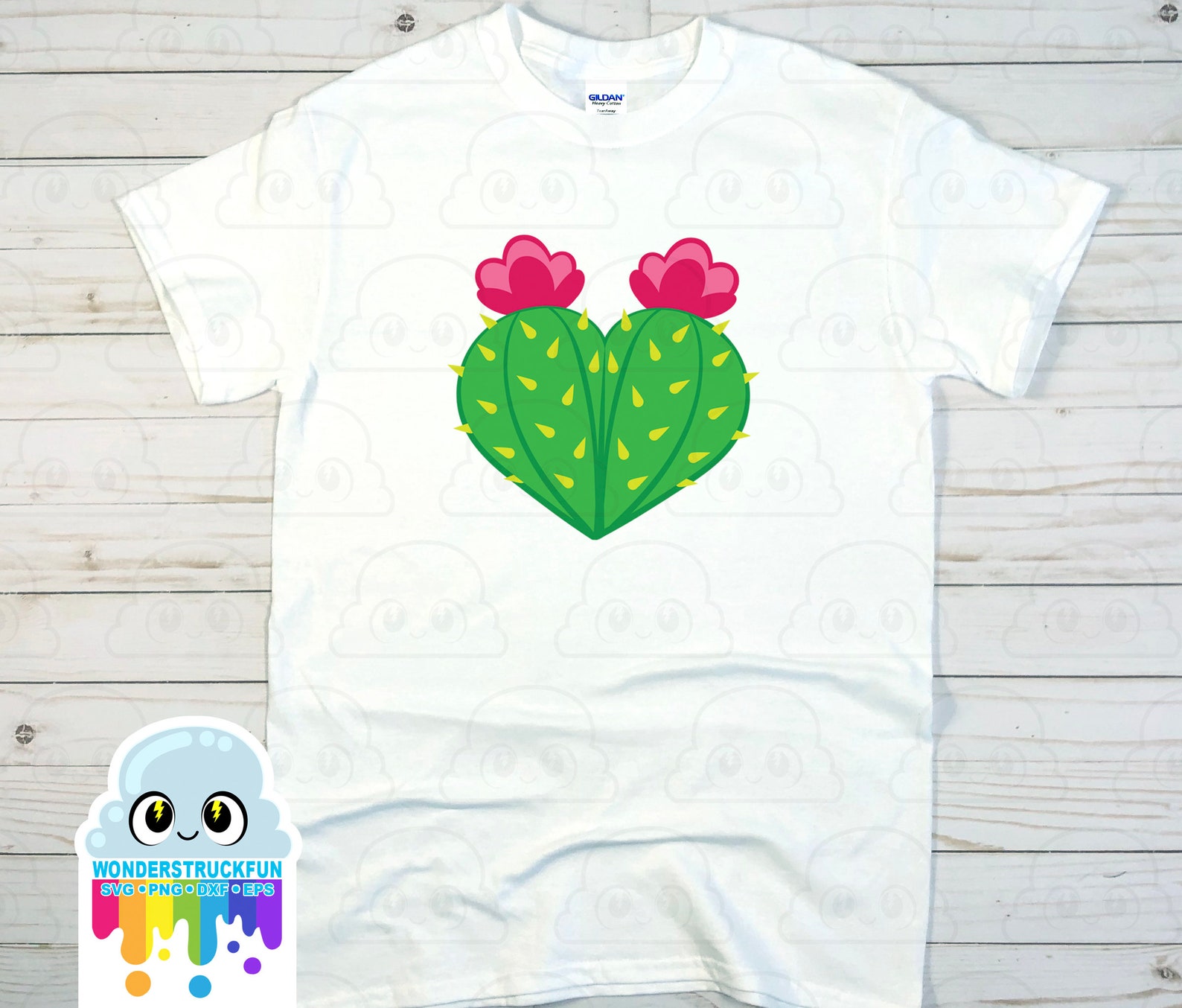 Cactus Heart SVG, Heart Cut File, Family Shirts, Kawaii, Cute Shirt ...