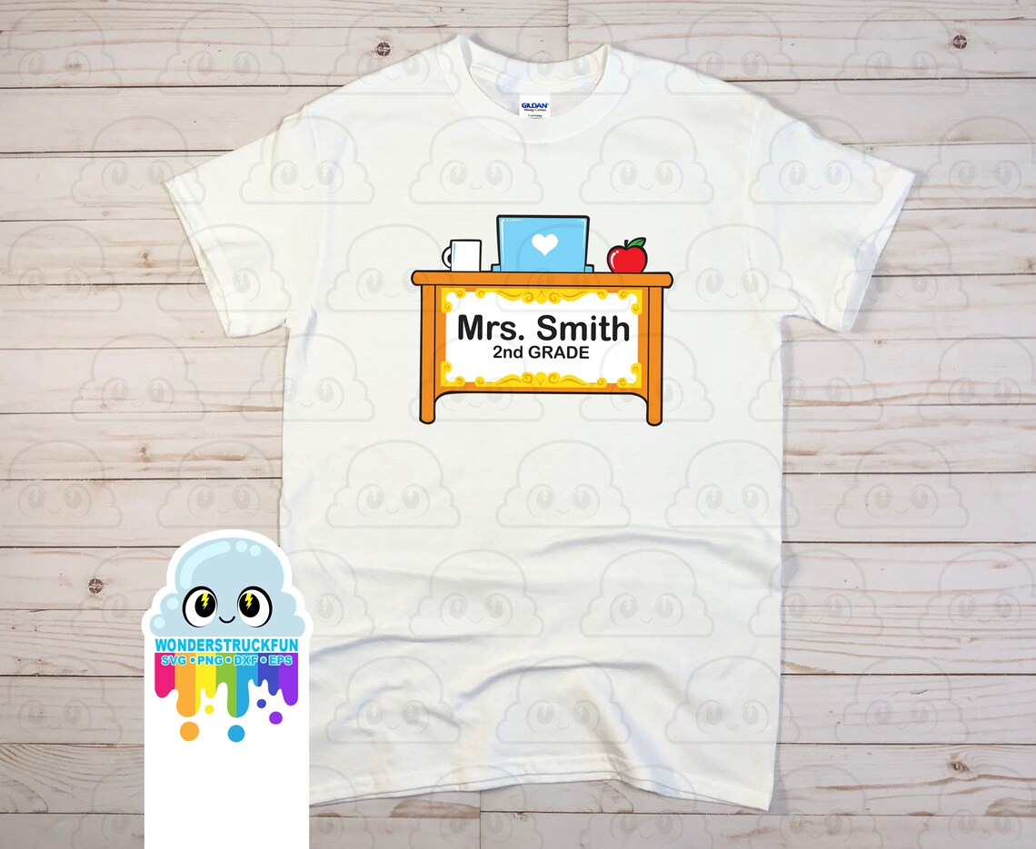 Teacher Desk Name Sign SVG Teacher Desk Cut File Family | Etsy