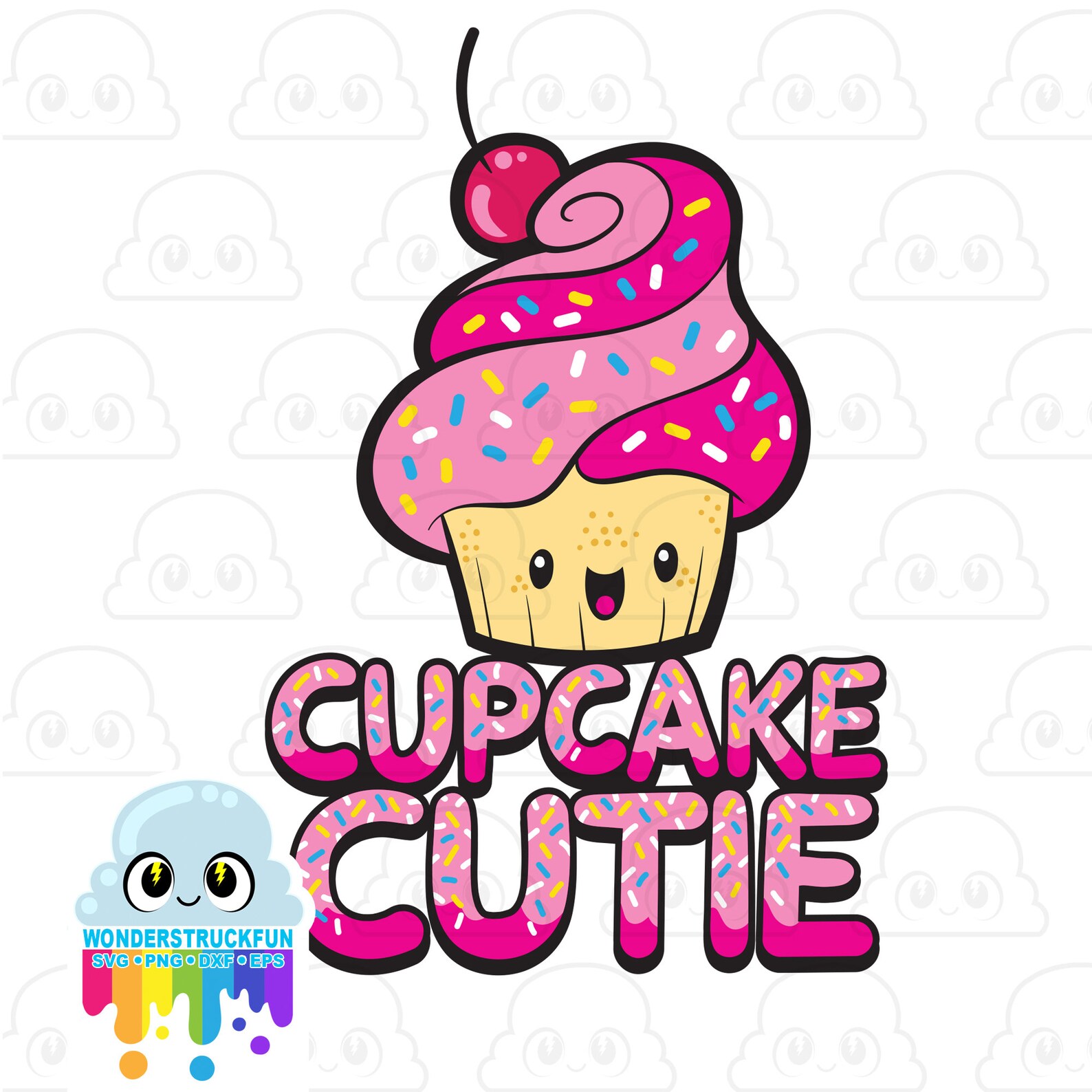 Cupcake Cutie Words SVG, Cupcake Cut File, Family Shirts, Kawaii, Cute ...