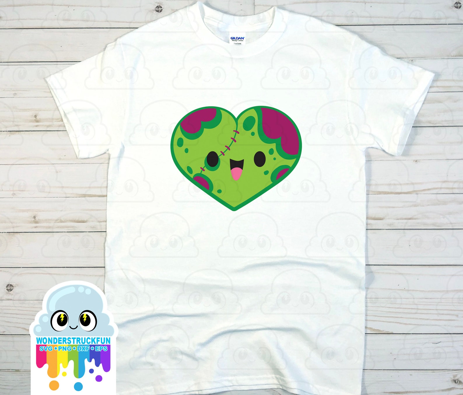 Halloween Heart Zombie SVG, Heart Cut File, Family Shirts, Kawaii, Cute ...