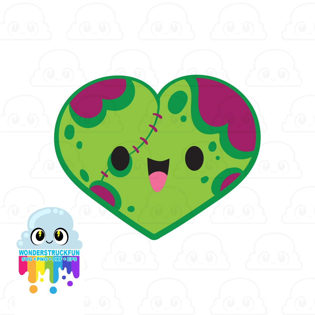 Halloween Heart Zombie SVG, Heart Cut File, Family Shirts, Kawaii, Cute ...