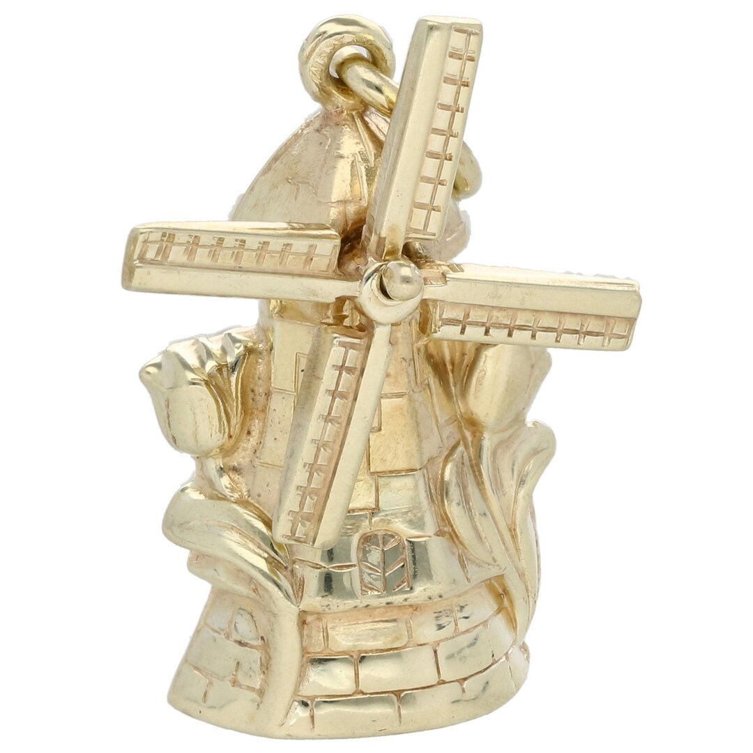 14K 585 Yellow Gold Old Swedish Windmill With Spinning Blade Pendant - Etsy