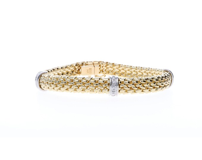 14k Two-tone Mesh Bracelet With 0.03 CTW Diamond Accents – 7.25" - Etsy
