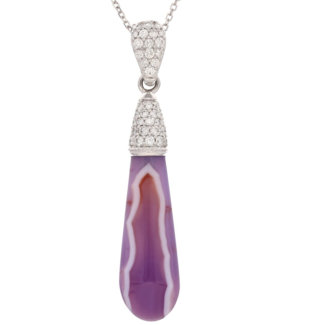18K White Gold Grapesicle Chalcedony Pendant Necklace - Etsy