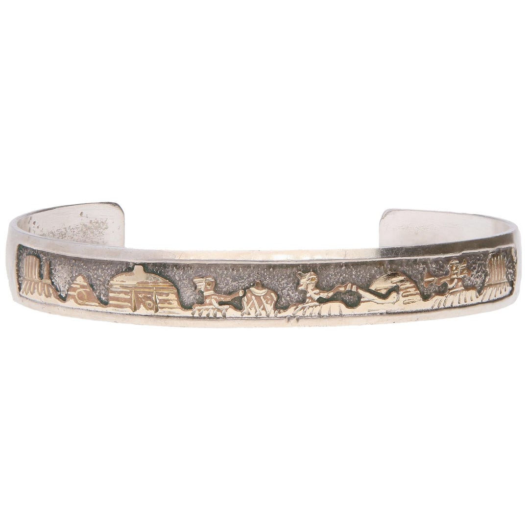 Navajo Storyteller Bracelet, 7.25 Sterling Silver and 14K Gold-filled ...