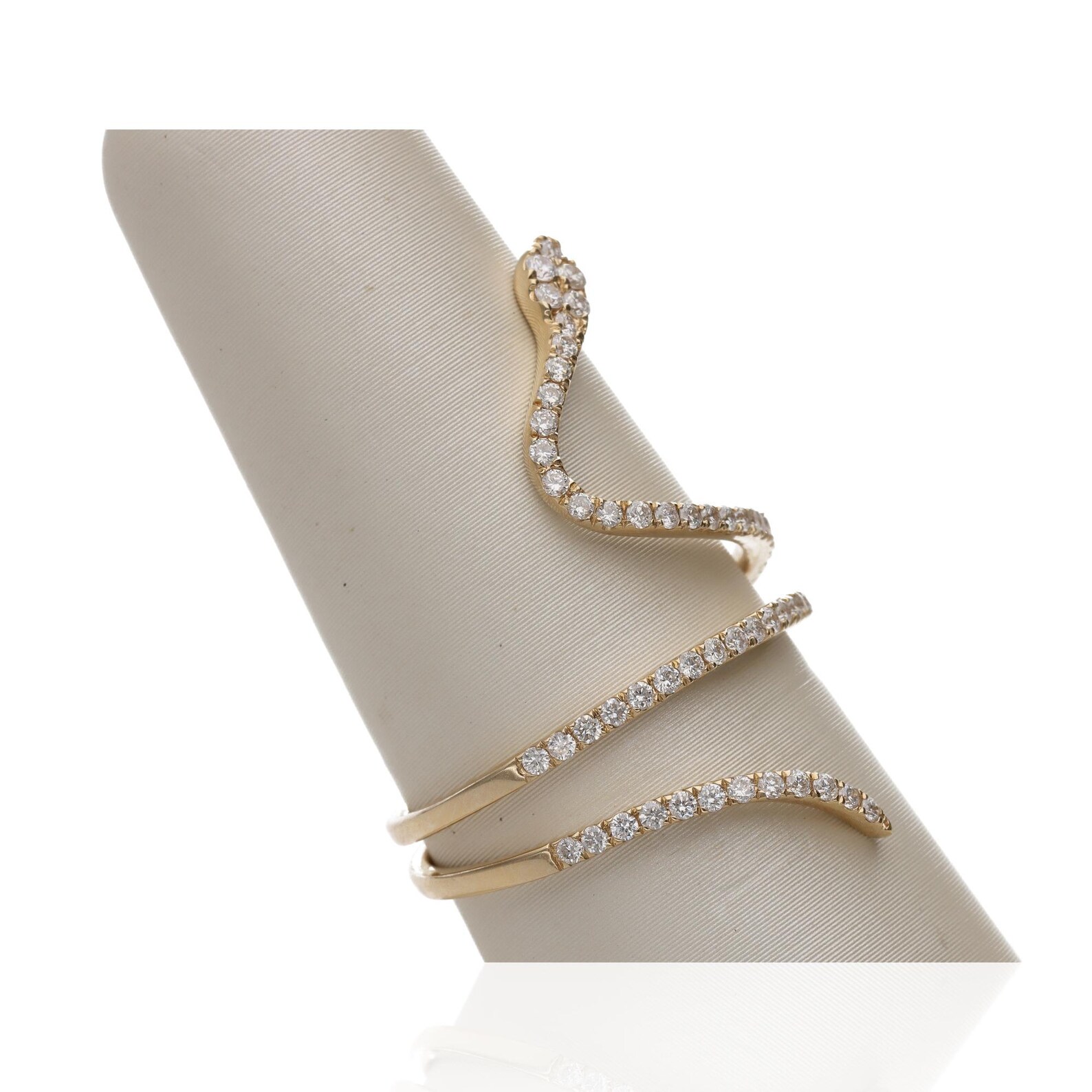 14K Yellow Gold Diamond Snake Coil Ring – Spiral Serpent Design, 0 ...