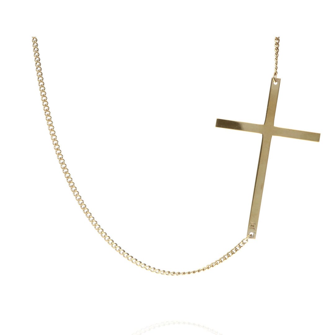 Gold Plated East/west Cross Necklace – Sterling Silver Horizontal Cross ...