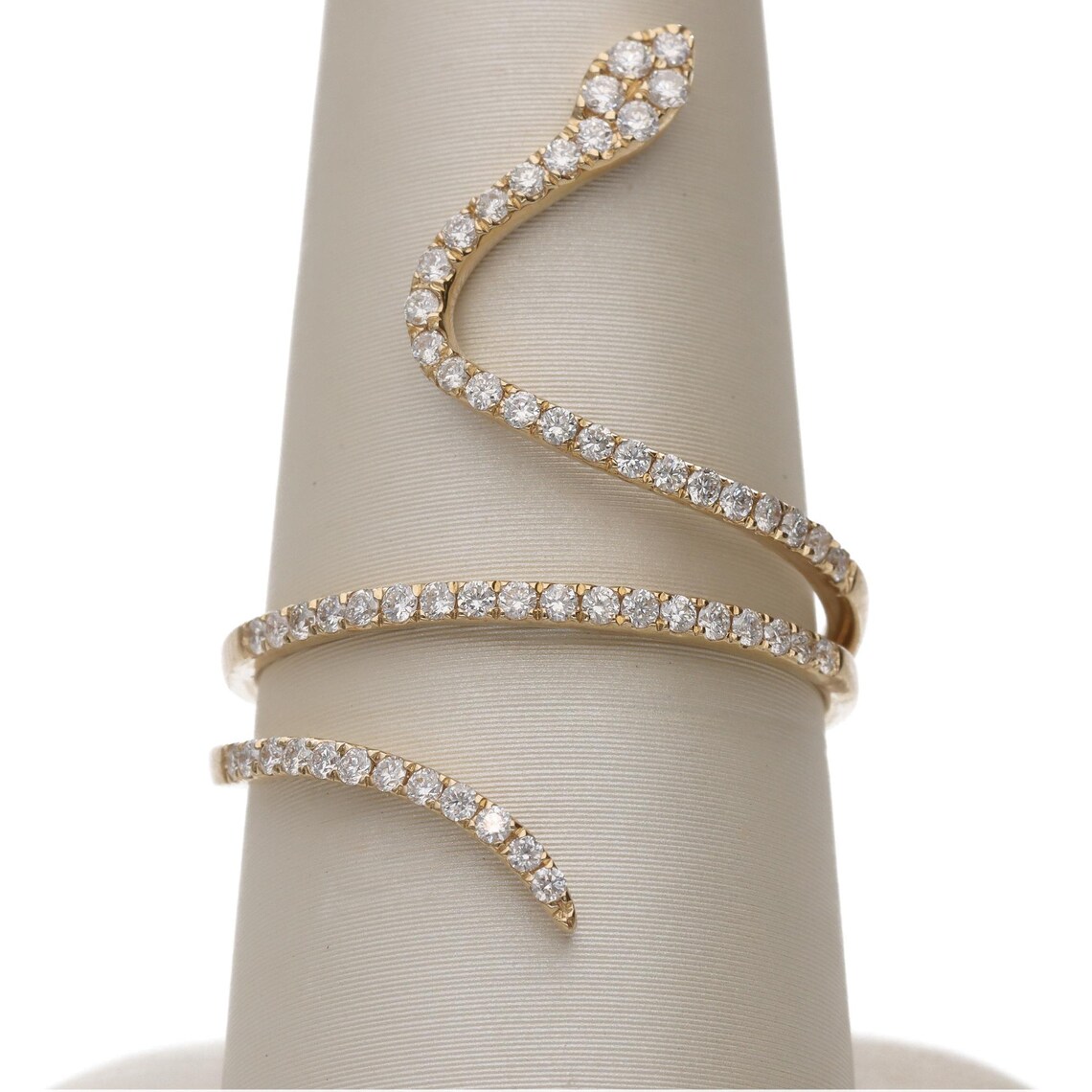 14K Yellow Gold Diamond Snake Coil Ring – Spiral Serpent Design, 0 ...
