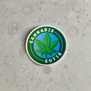 Cannabis Cutie Glossy Vinyl Sticker // Cute 420 Stickers // Pink Water ...