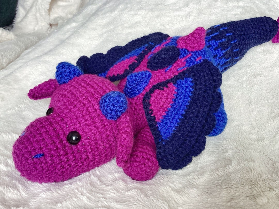 Purple Dragon Plush - Amigurumi Dragons - Fantasy Flying Dragon Plushie ...