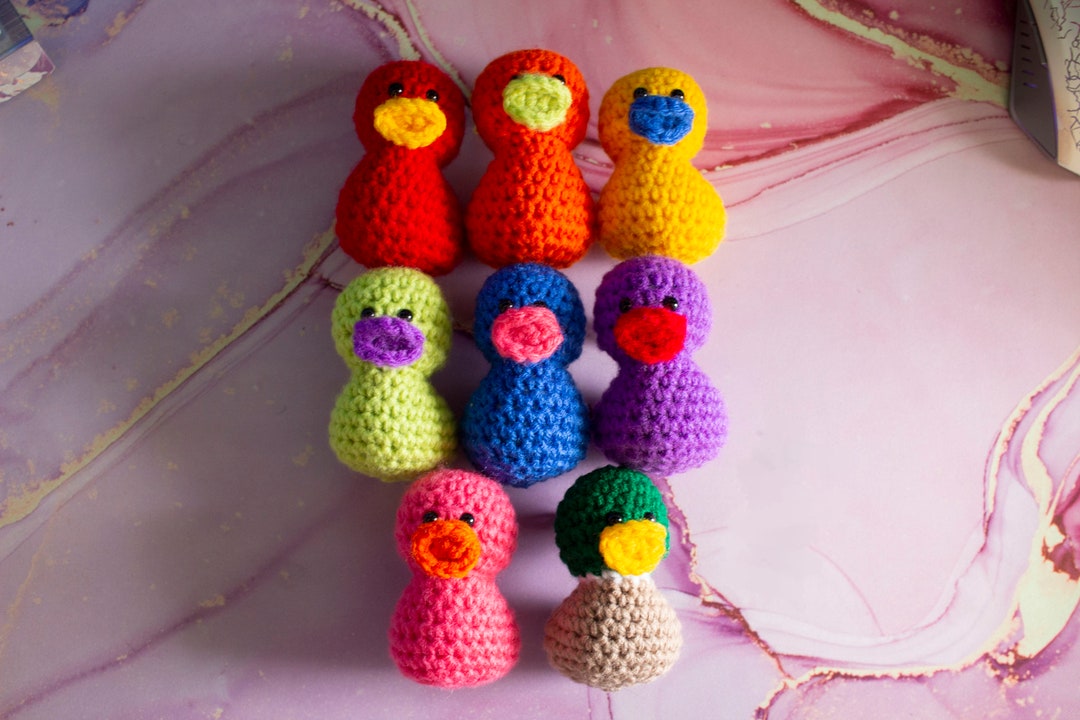 Mini Crochet Rubber Duckies Amigurumi - Handmade Rainbow Ducklings ...